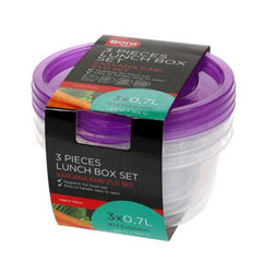 Bora Plastic Storage Container, Round, Set of 3, 700 ml, BO550 Price