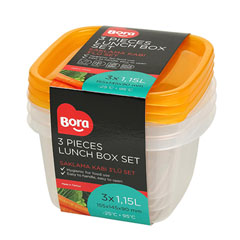 Bora Plastik Saklama Kabı, Kare, 3'lü Set, 1,15 Lt, BO532 Price