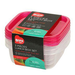 Bora Plastic Storage Container, Square, Set of 3, 350 ml, BO545 Price