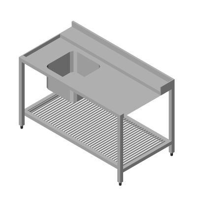 Dishwashing Machine Entry Bottom Table 1 Sink, Left 160x75 cm Price
